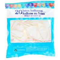 View White Standard Latex Balloons, 20-ct.