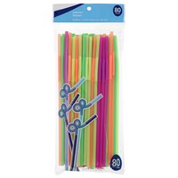 View Neon-Colored Super Flexible Straws, 80-ct.