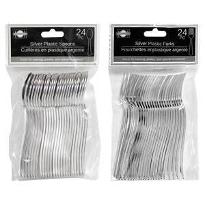 View Silver Plastic Mini Cutlery, 24-ct.