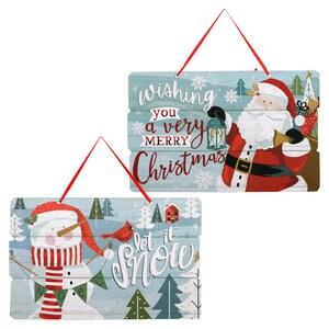 Christmas House Horizontal Plank Snowy Signs, 9.125x14.5 in. | Dollar Tree