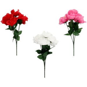 View Assorted 6-Stem Artificial Rose Bushes,