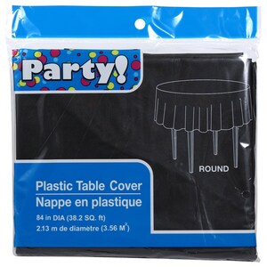 View Black Round Plastic Table Covers,
