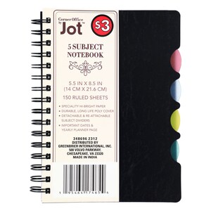 View Jot 5 Subject Black Spiral