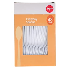 View Everyday White Plastic Spoons, 48-ct.