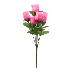 Bulk Floral Garden 7-Stem Faux Rose Bud Bushes, 13.5 in | Dollar Tree