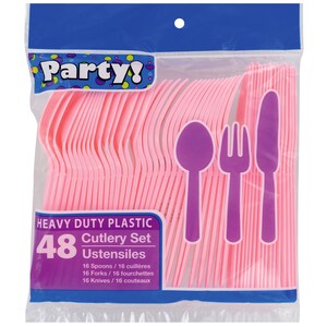 View Pink Plastic Utensils, 48-ct. Bags