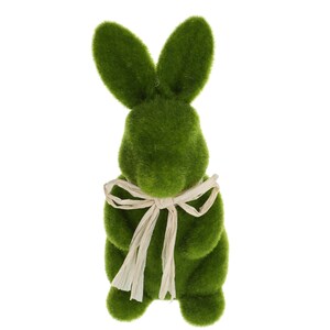 View Natural Green Flocked Bunny Figurines,