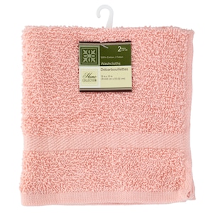 View Home Collection Rose-Colored Cotton Washcloths,