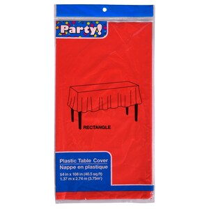 View Red Plastic Table Covers, 54x108"