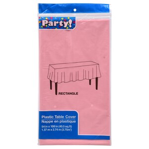 View Pink Plastic Table Covers, 54x108