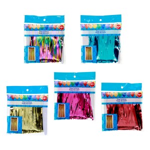 View Colorful Foil Fringe Curtains, 6.5-ft.
