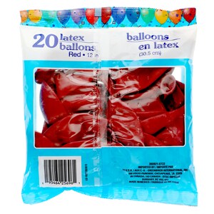 View Red Standard Latex Balloons, 20-ct.