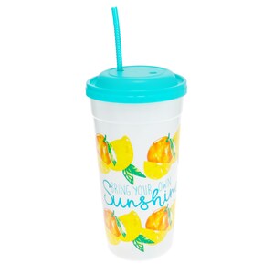 View Plastic Printed Tumbler with Straw,