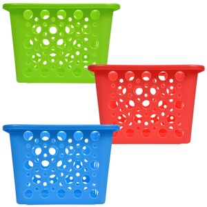 View Colorful Stackable Plastic Baskets, 9.75x8.75x6