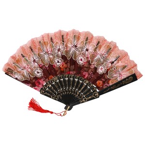 View Glitter-Accented Floral Foldable Fans, 9x17