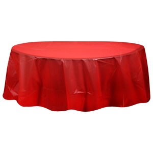 View Round Red Plastic Table Covers,