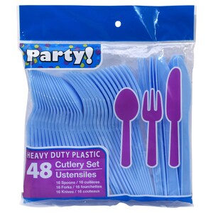 View Light Blue Plastic Utensils, 48-ct.
