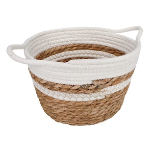 Round Woven Basket with Handles, 8.6x11.4 in. | Dollar Tree