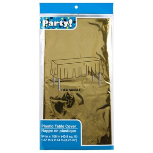View Gold Metallic Plastic Table Covers,
