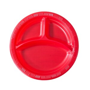 Red Divided 9-in. Plastic Party Plates, 8-ct. Pack | Dollar Tree