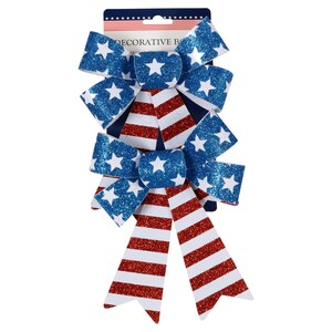 Glittery Stars & Stripes Decorative Bows | Dollar Tree