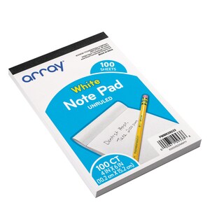 View Array 100-Sheet White Unruled Notepads,