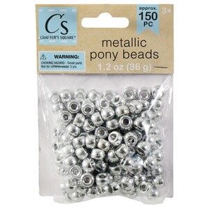 View Crafters Square Metallic Pony Beads,