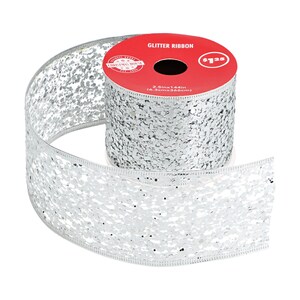 Assorted Crafter's Square Christmas Glitter Ribbon, 2.5-in. x 4-yd ...