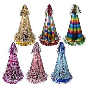 View Metallic Cone Party Hats, 12.5