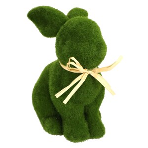 View Natural Green Flocked Bunny Figurines,