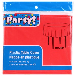View Round Red Plastic Table Covers,