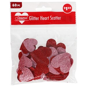 View Glittery Foam Table Scatter Hearts,