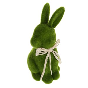 View Natural Green Flocked Bunny Figurines,