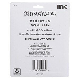 View Inc. ClipClicks Colorful Ballpoint Pens,