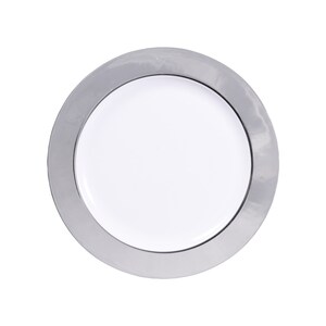 View Silver-Rimmed White Plastic Plates, 6-ct.