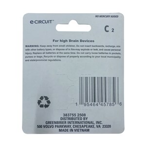 View E-Circuit Alkaline C Batteries, 2-pc