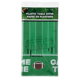 View Football-Themed Plastic Table Cover, 54x108