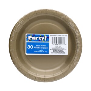 View Round Gold Paper Dessert Plates,