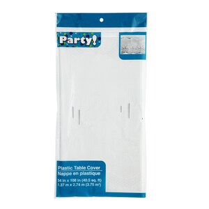 Plastic White Printed-Edge Table Covers, 54x108-in. | Dollar Tree