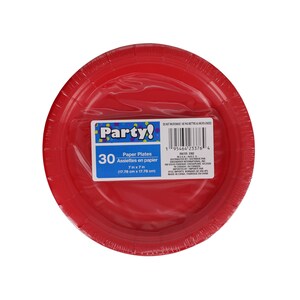 View Round Red Paper Dessert Plates,
