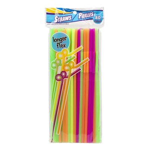 View Neon-Colored Super Flexible Straws, 80-ct.