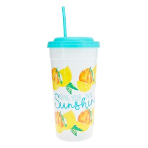 View Plastic Printed Tumbler with Straw,