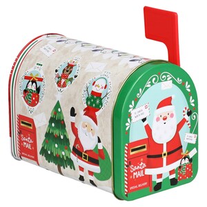 View Christmas Mailbox-Shaped Tin With Lid,