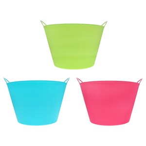 View Plastic Buckets with Handles, 13.62x12.37x9.37