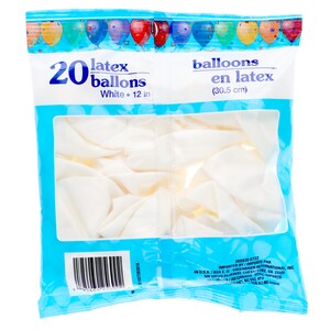 View White Standard Latex Balloons, 20-ct.