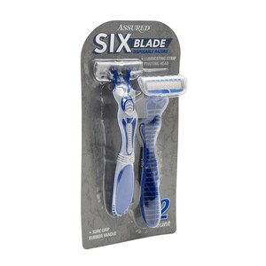 View Assured 6-Blade Disposable Razors, 2-pc