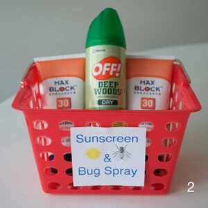 Sunscreen and Bug Spray Basket | Dollar Tree