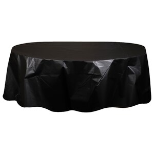 View Black Round Plastic Table Covers,
