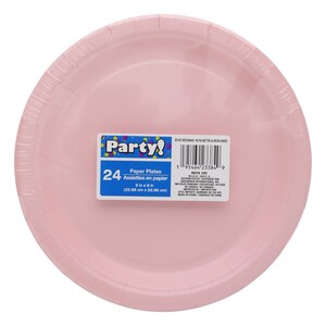 View Round Paper Plates - Pink,