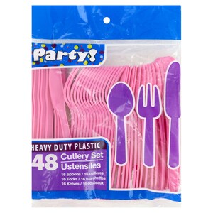 View Candy Pink Plastic Utensils, 48-ct.